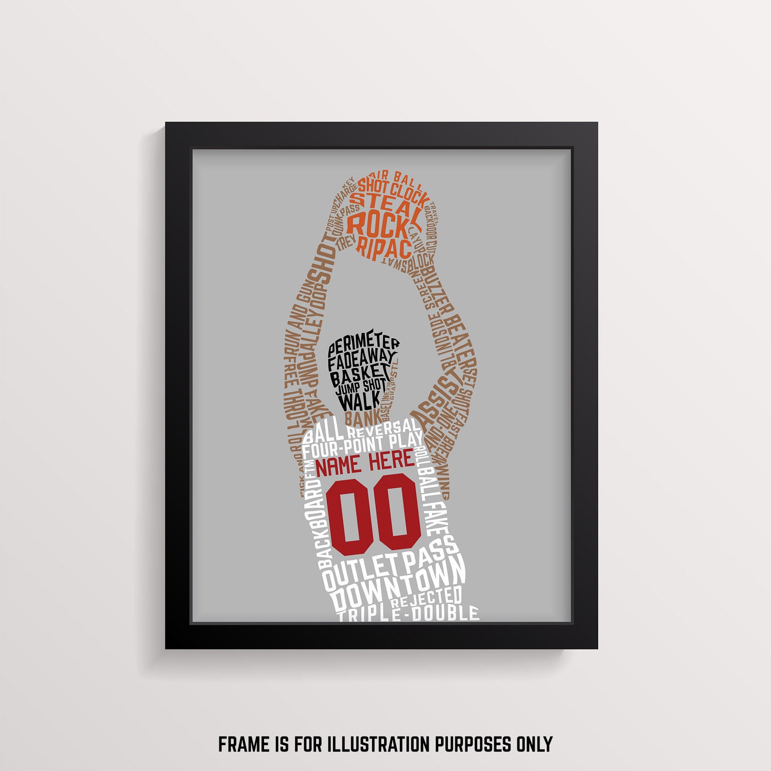 Basketball Word Art Print Customize With Name & Number - Etsy