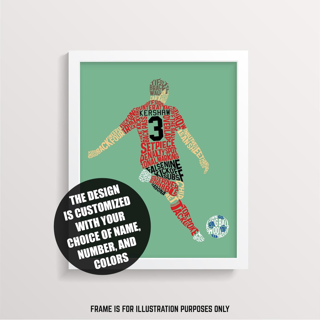 Soccer Word Art Print, Customize With Name & Number and in Any Color ...