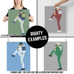 Baseball Pitcher Word Art Print, Customize With Name and Number and in ...