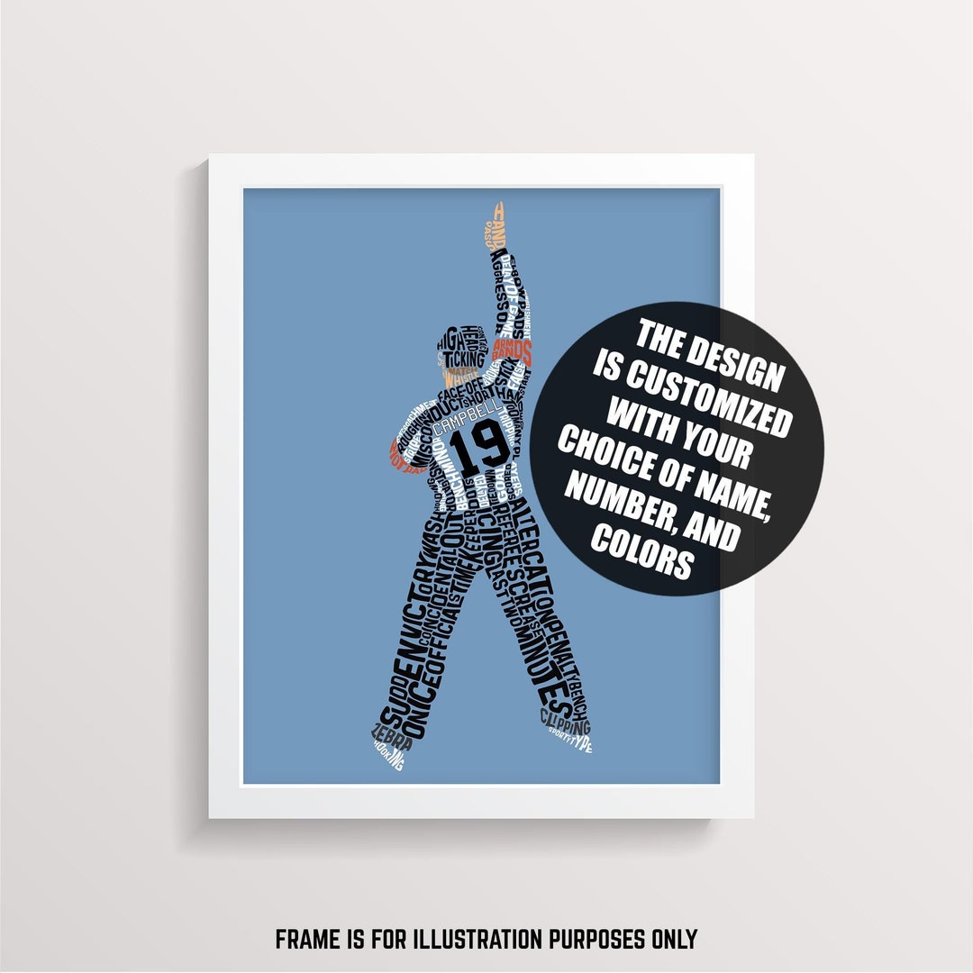 Hockey Referee Word Art Print, Customize With Name & Number and in Any ...