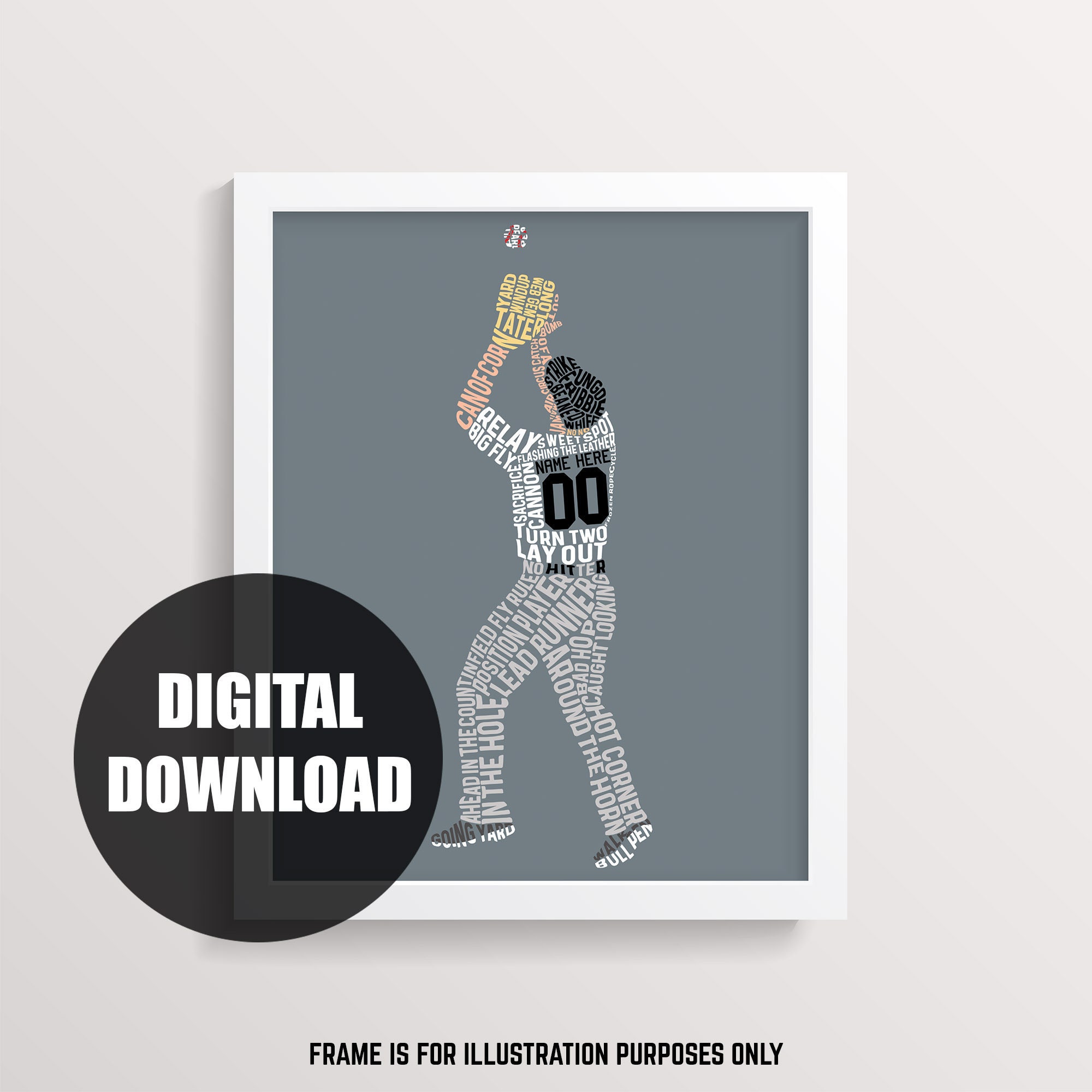 Baseball Player Word Art Printable Downloadable Digital | Etsy