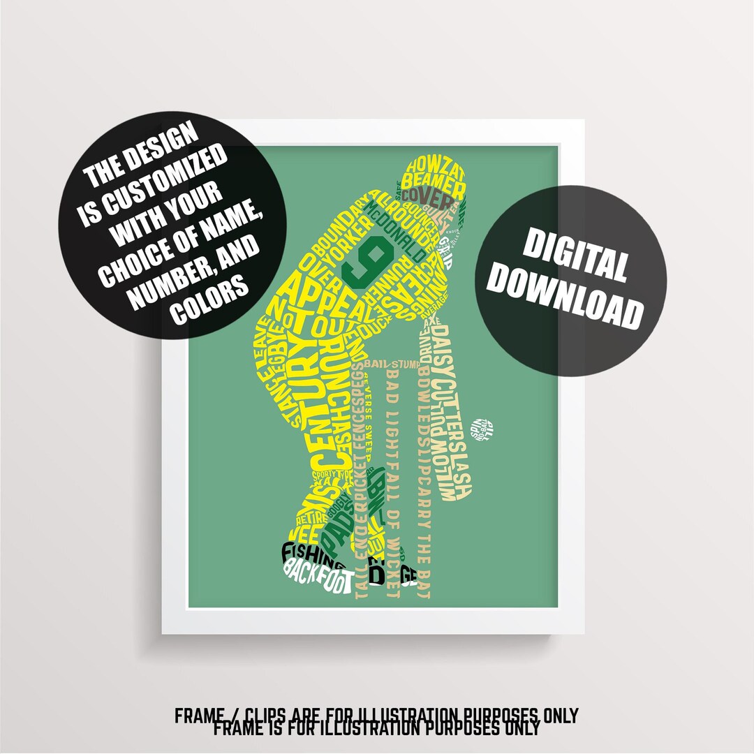 Cricket Word Art Printable, Customize With Name & Number and in Any ...