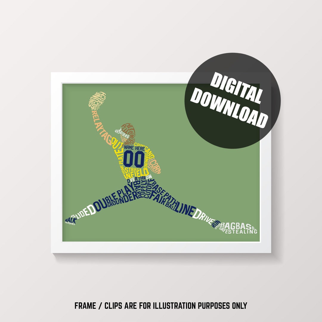 Softball Player Word Art Printable, Made to Order Digital Download ...