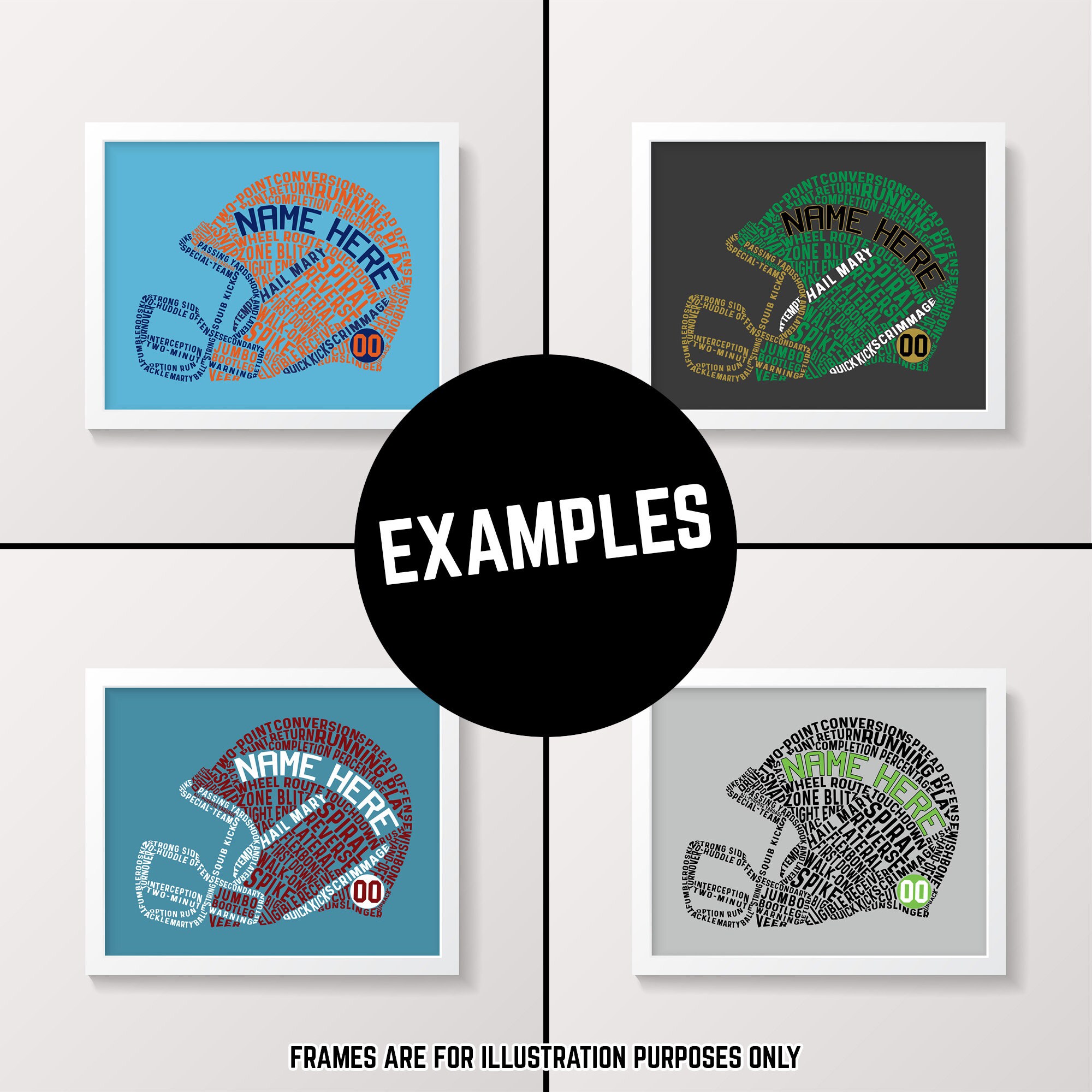 Football Helmet Word Art Printable Personalize With Player or - Etsy