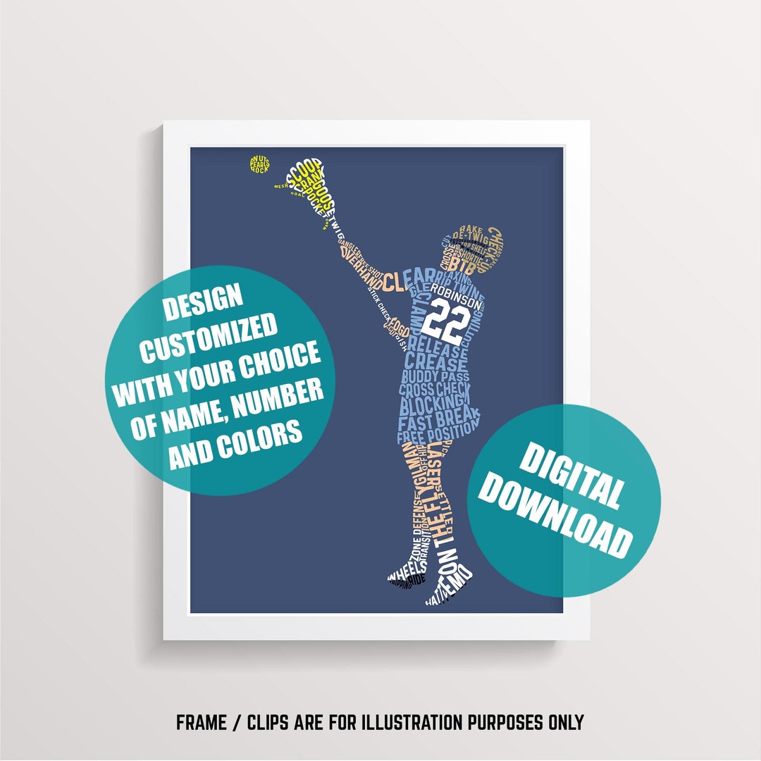 Lacrosse Word Art Printable, Customize With Name & Number, in Any ...