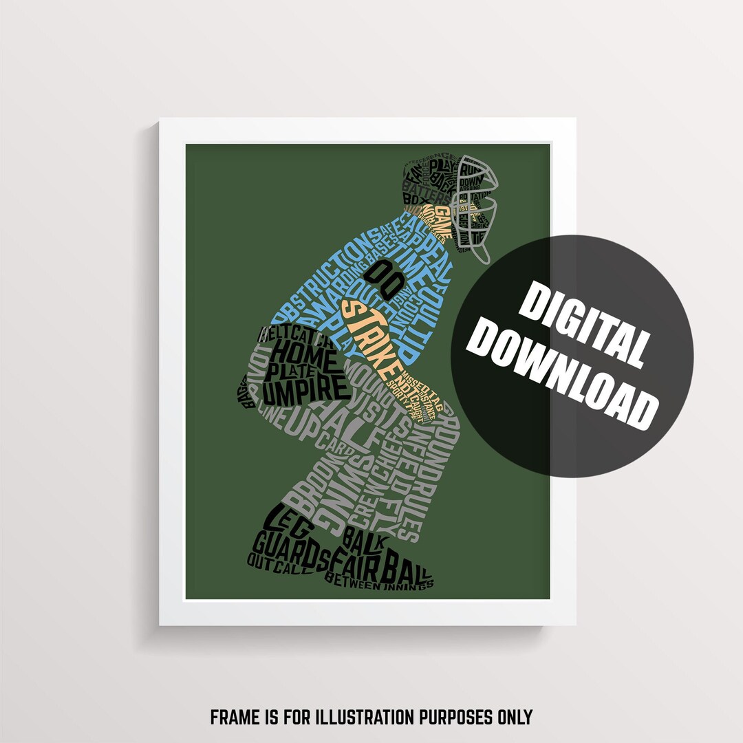 Personalized Baseball Umpire Word Art Printable, Any Colors, Custom ...