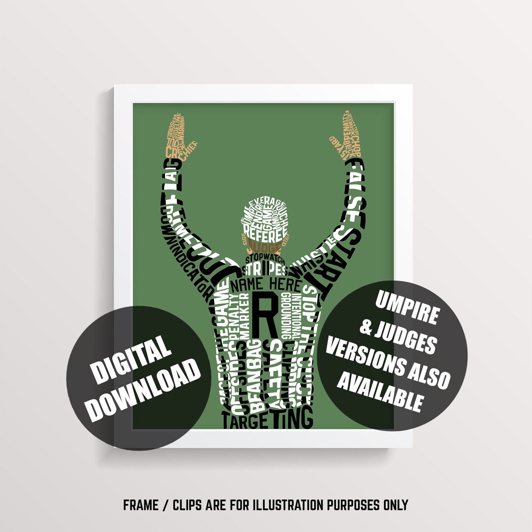 Football Referee Word Art Printable, Made to Order Digital Download ...