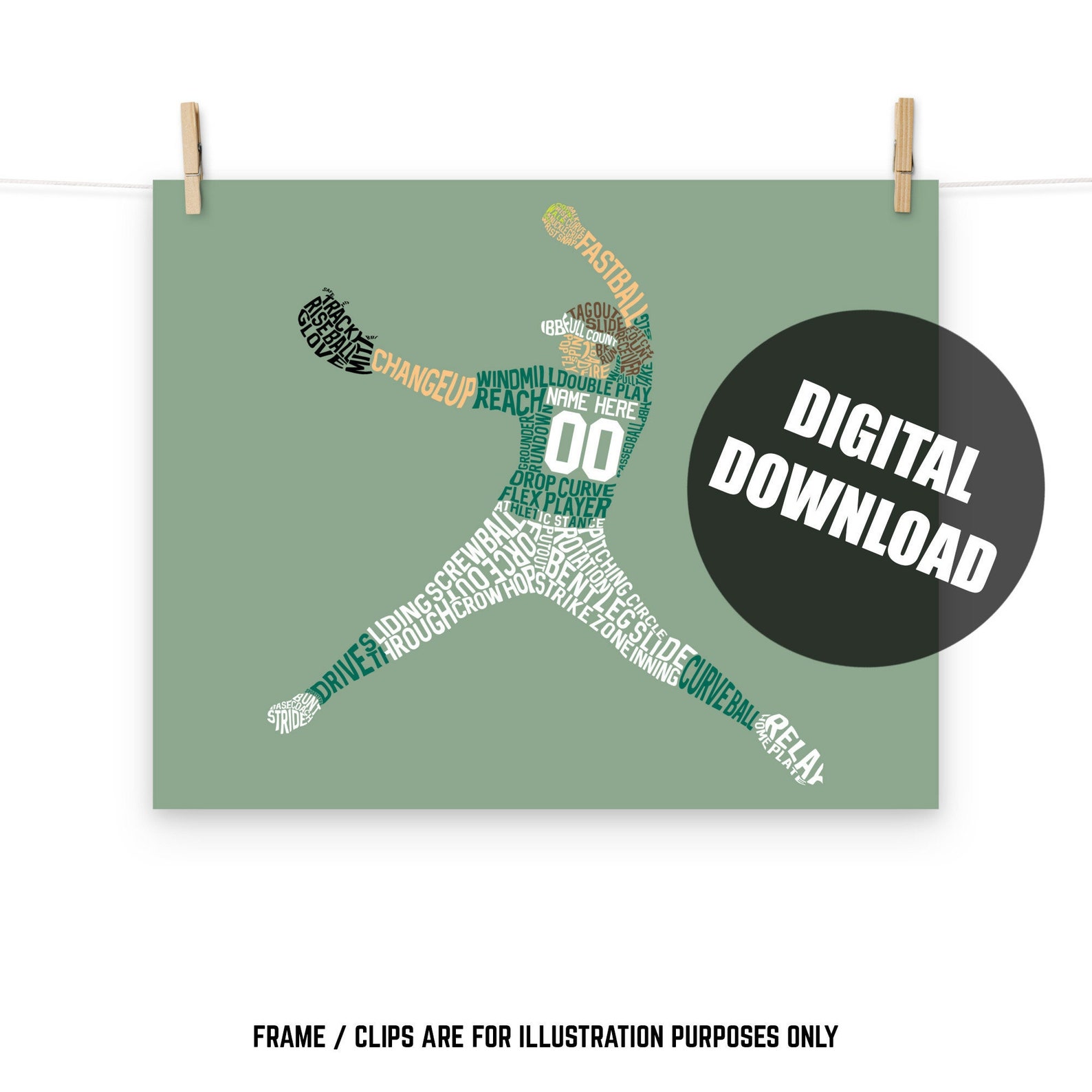 Softball Pitcher Word Art Printable Customize With Name & - Etsy