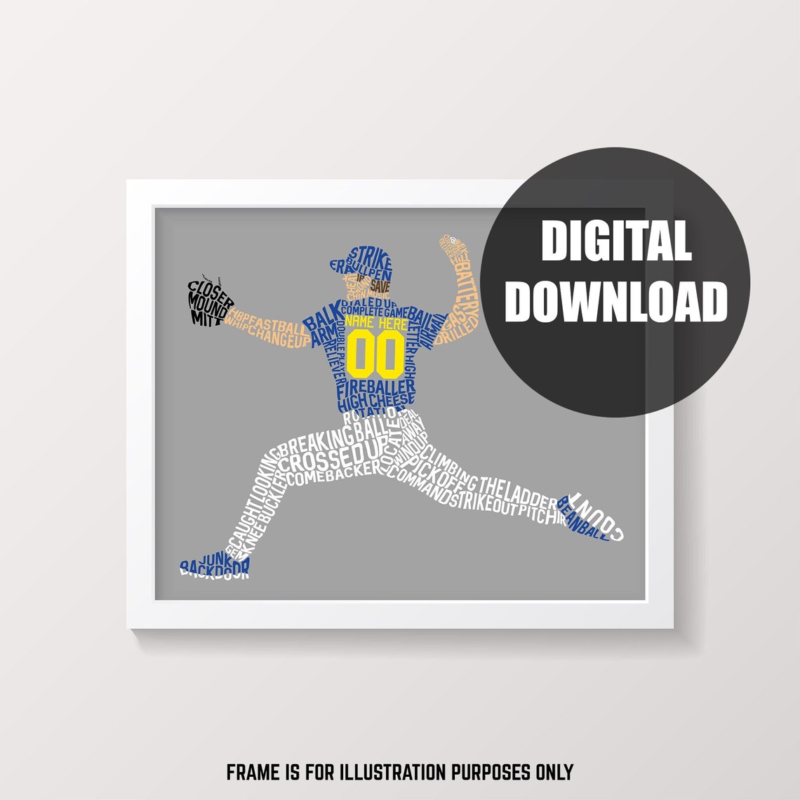 Baseball Pitcher Word Art Printable Available With Any Name & - Etsy