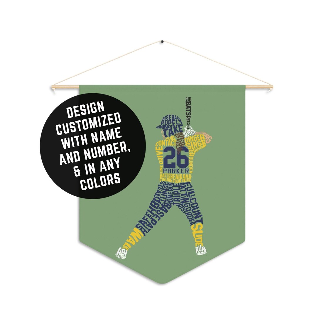 Custom Softball Player Word Art Pennant, Personalized With Name ...
