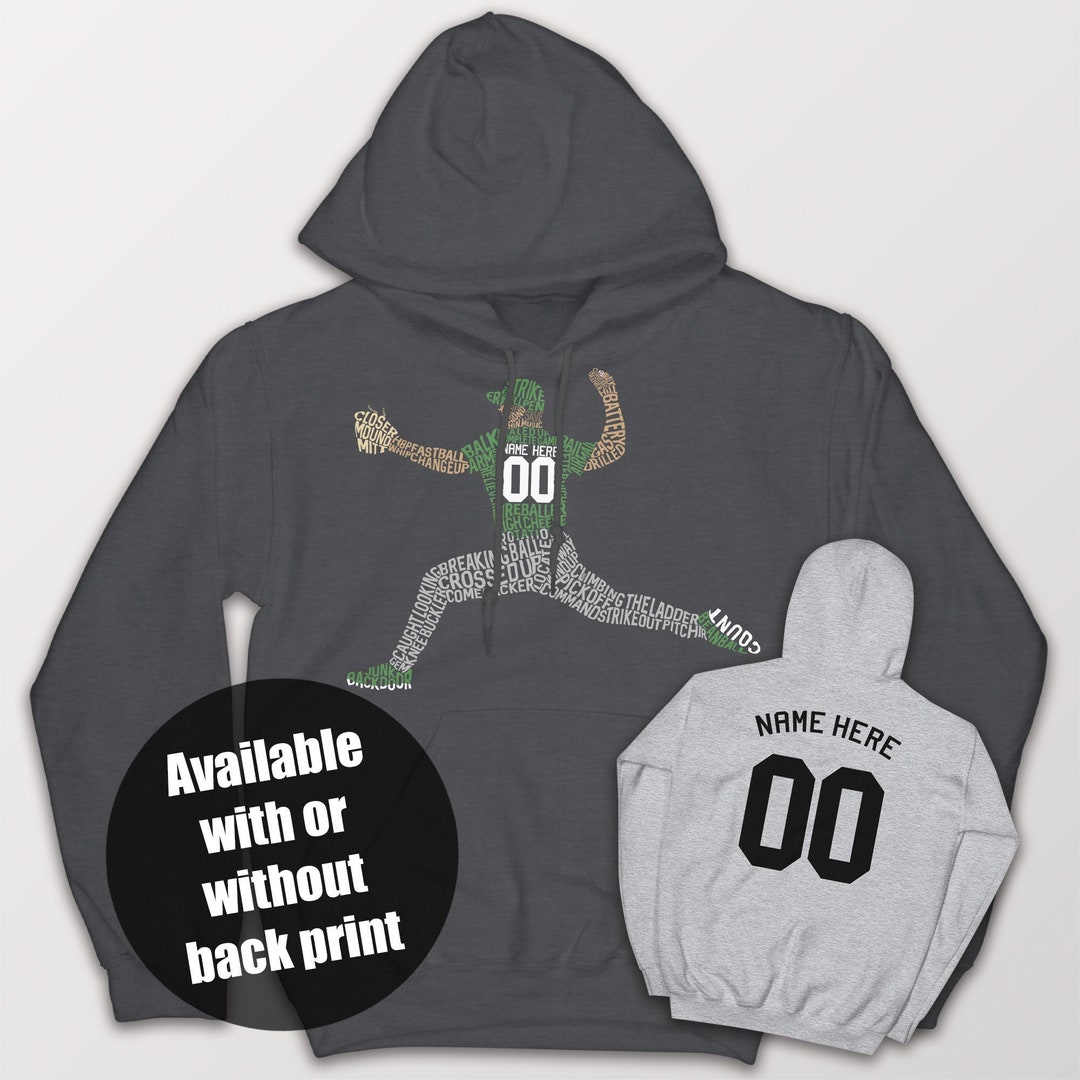 Custom Baseball Pitcher Word Art Hoodie Add Any Name & - Etsy