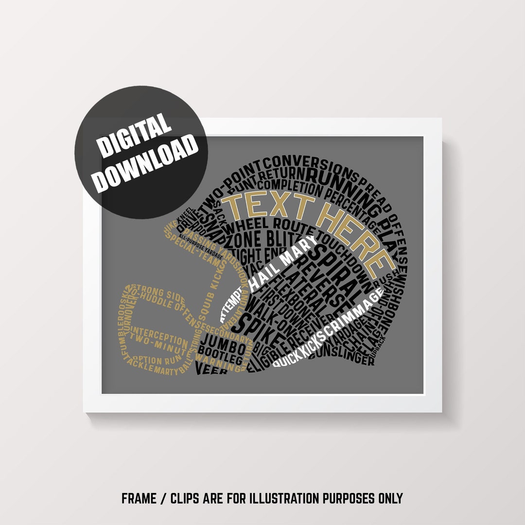 Football Helmet Word Art Printable, Personalize With Player or Team ...