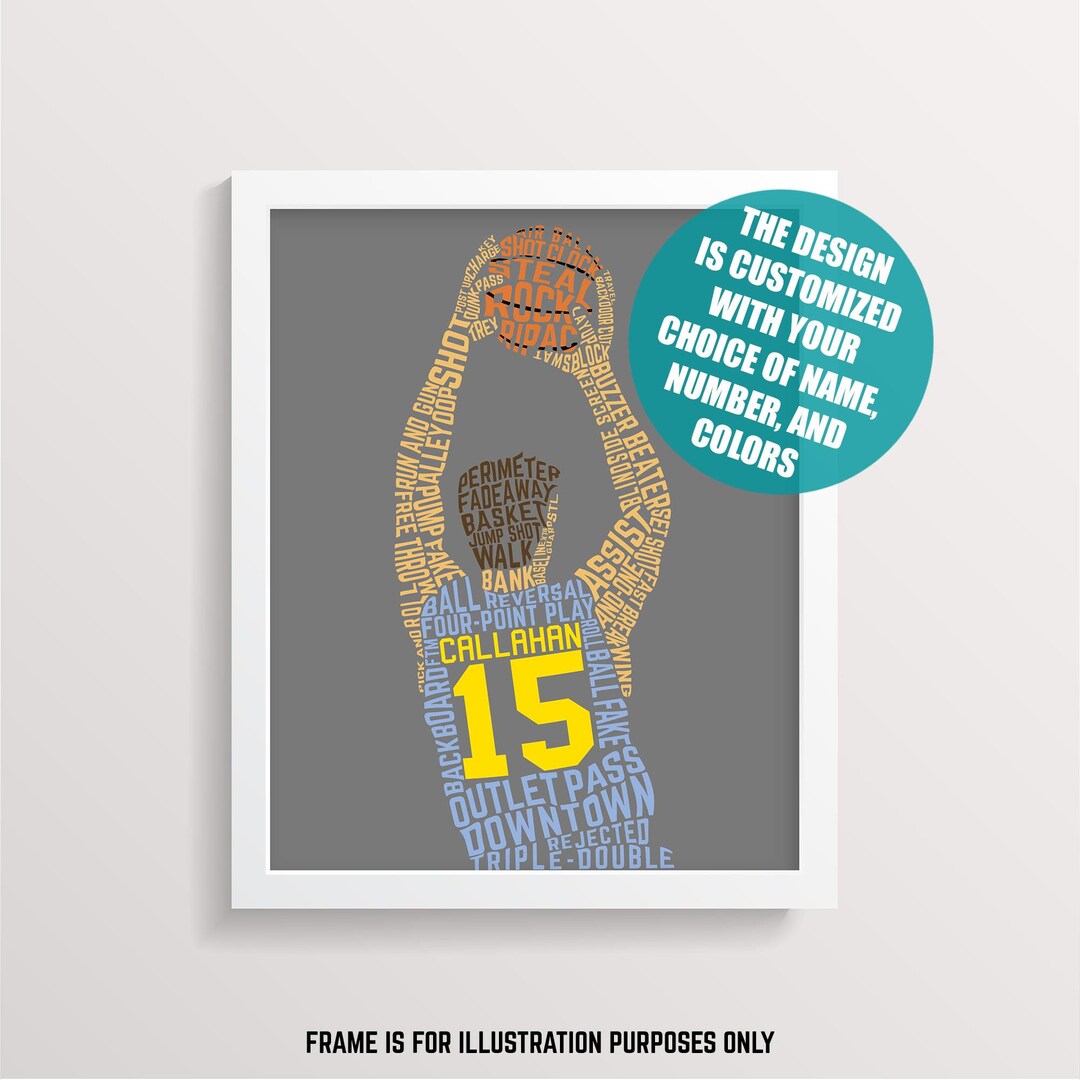 Basketball Word Art Print, Customize With Name & Number and in Any ...
