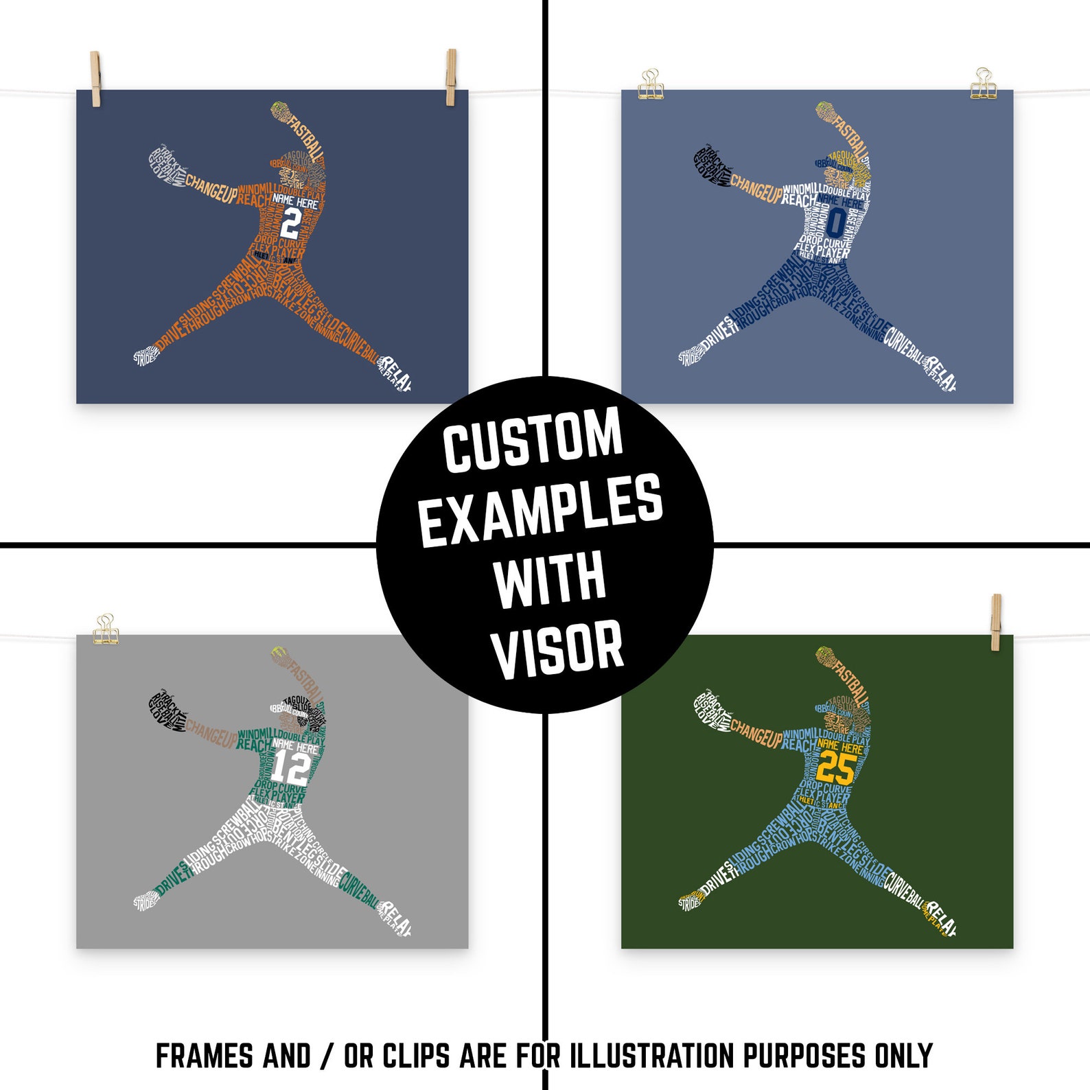 Softball Pitcher Word Art Printable: Custom Colors, Name & Number ...