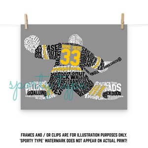 Hockey Goalie Word Art Print, Customize With Name & Number and in Any ...