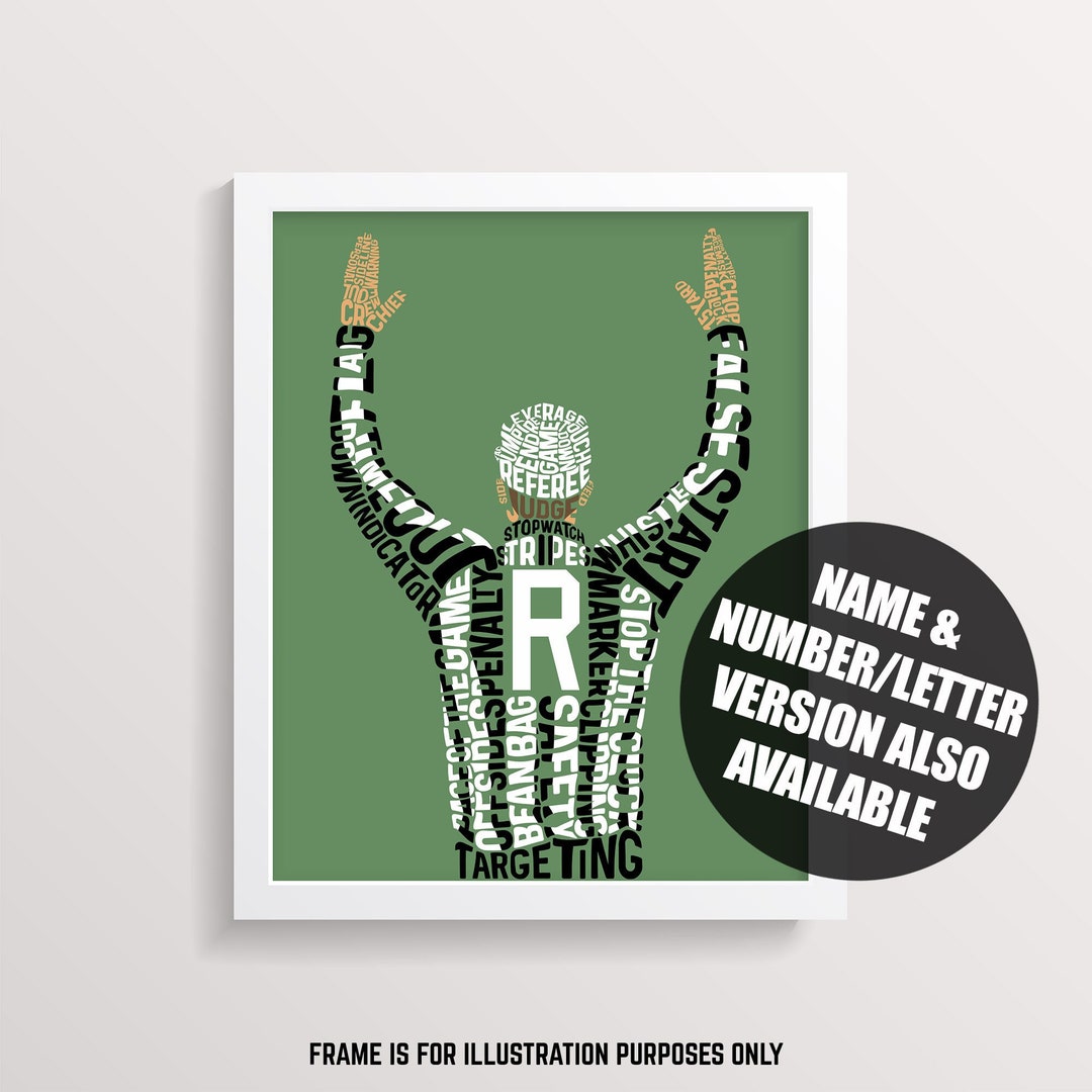 Personalized Football Referee Word Art Print: Custom Letter, Name ...
