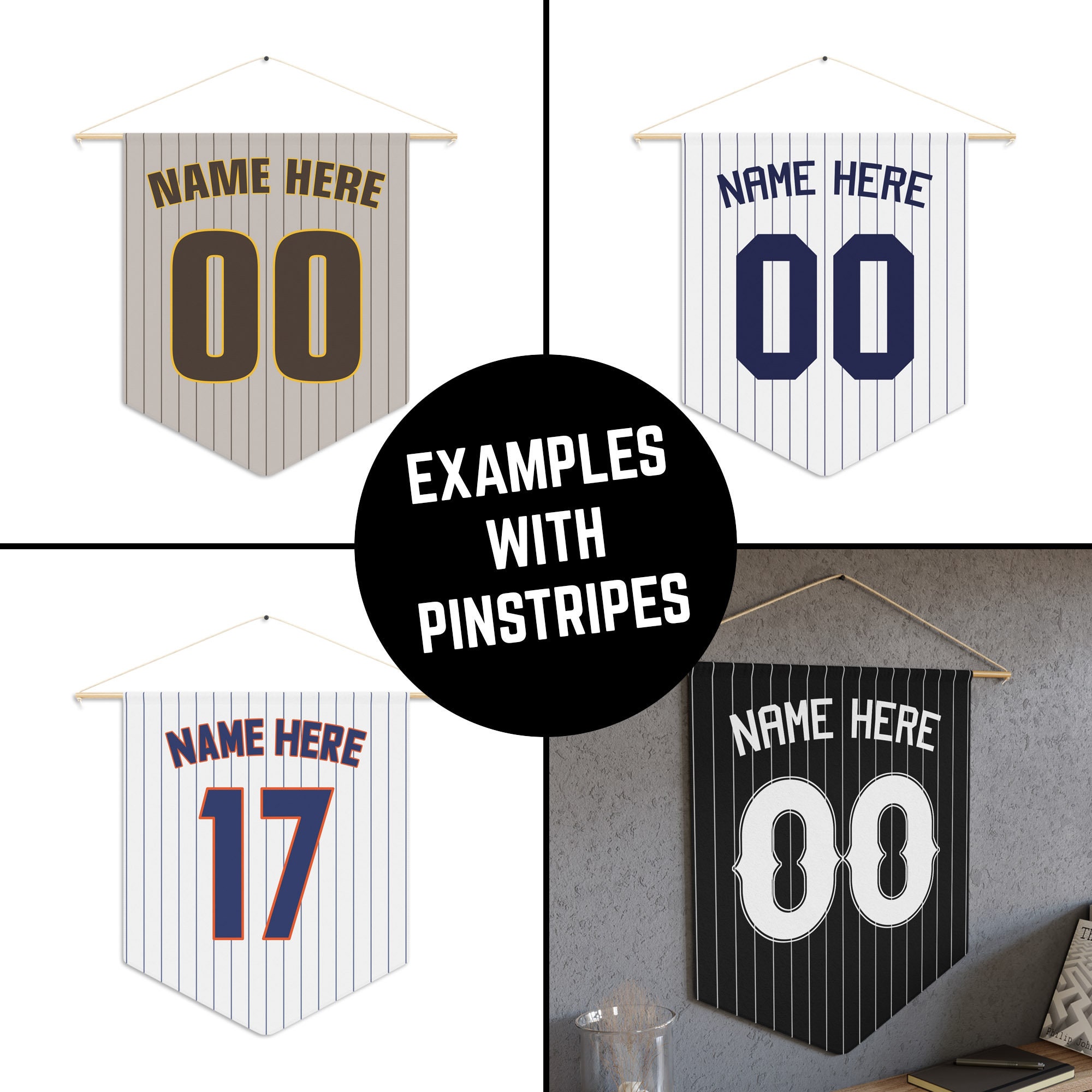Custom Baseball Pennant: Personalized Name & Number, Team Colors - Etsy