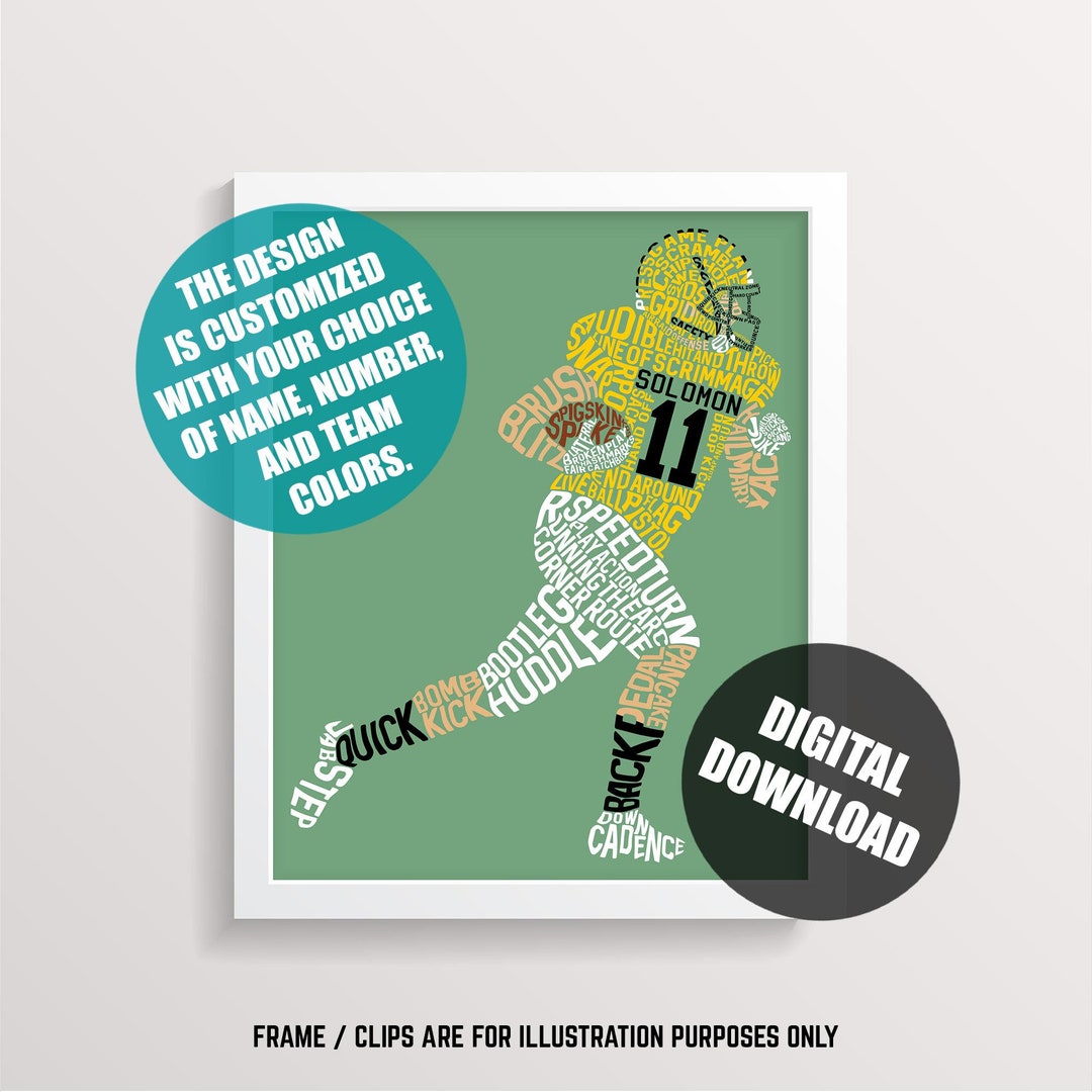 Football Player Word Art Printable, Customized for You With Name ...