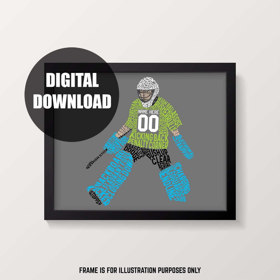 Field Hockey Goalie Word Art Printable, Customize With Name & Number ...