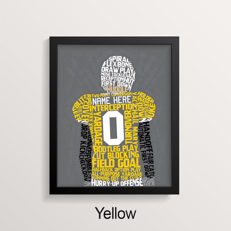 Football Player Word Art Print Customize With Name & Number - Etsy