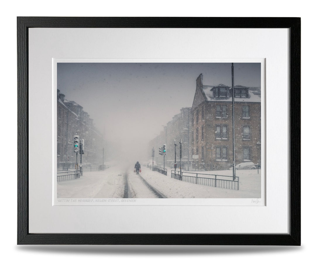 Tenement Snow Scene Greenock Scotland - A3 (50x40cm) Framed Scottish ...