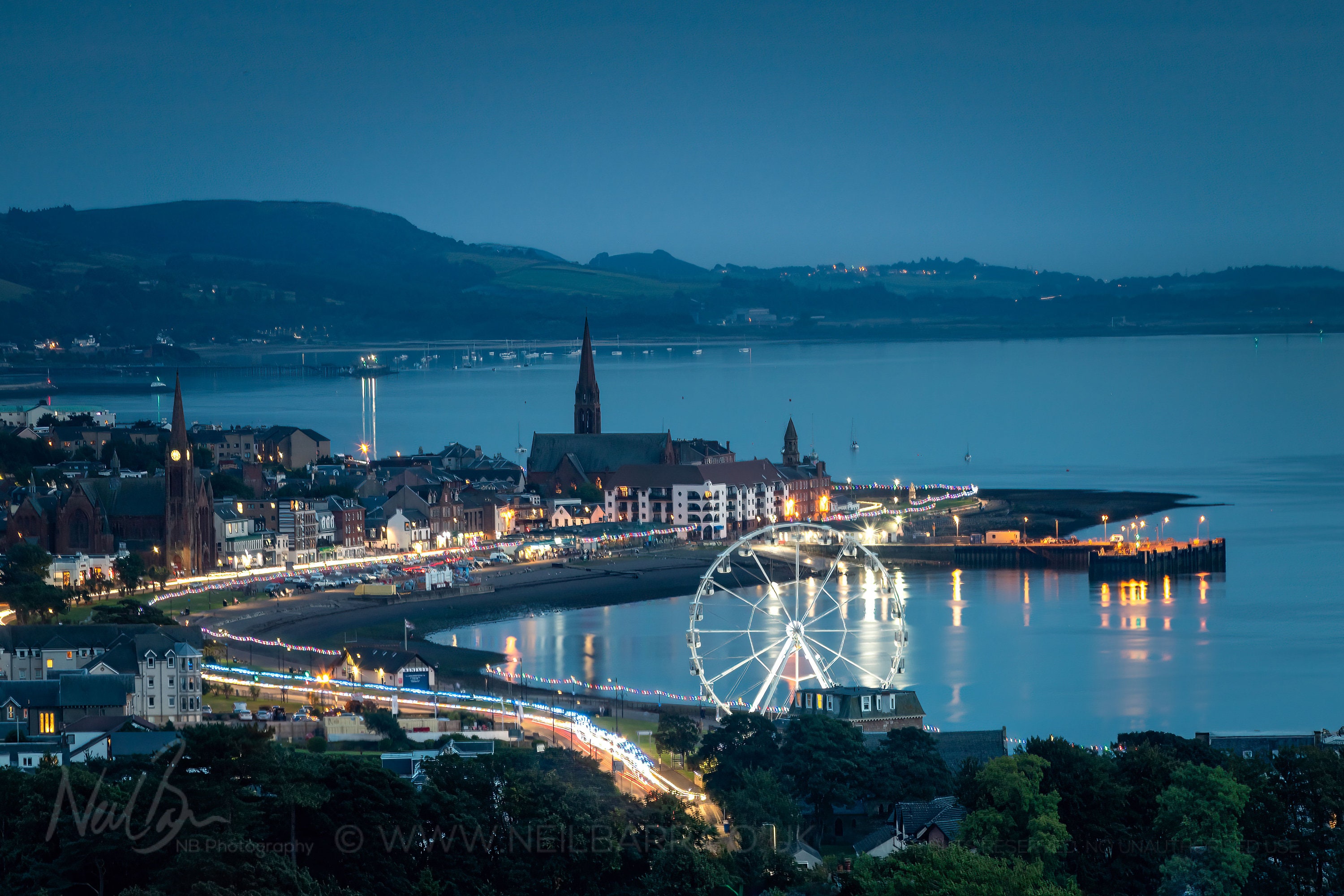 Largs and the Big Wheel at Night, Ayrshire, Scotland A3 50x40cm Framed ...