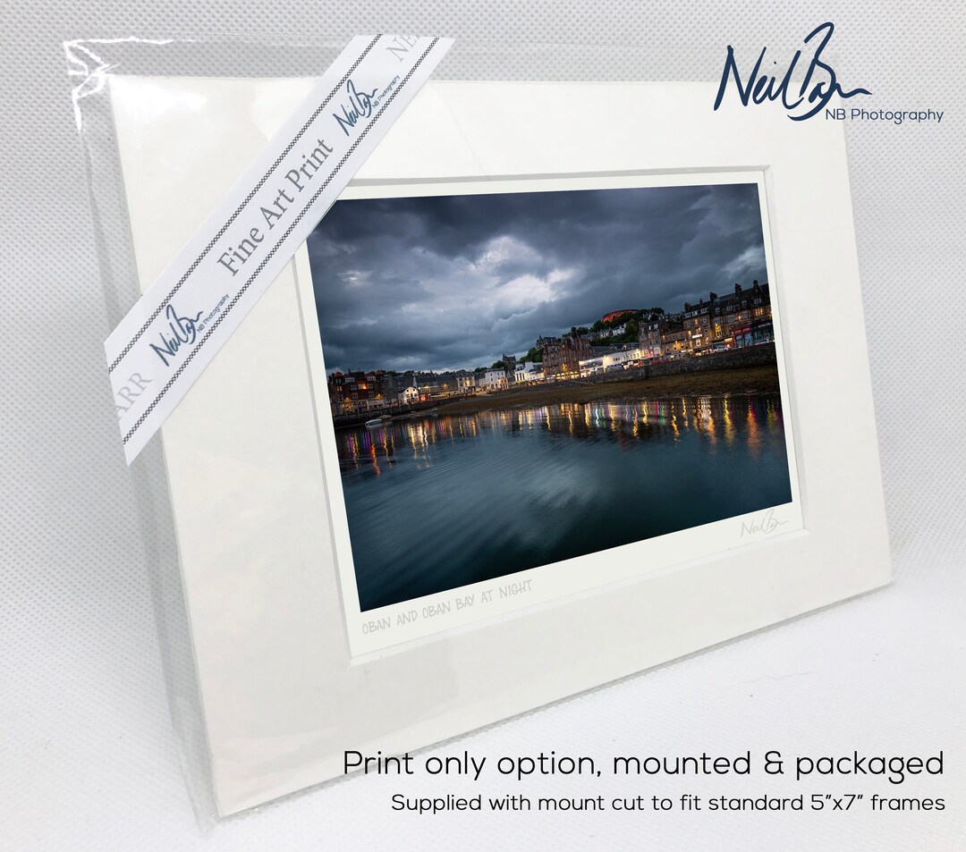 Oban Bay Scotland & Mccaig's Tower at Night - A6 (7" X 5") Unframed ...