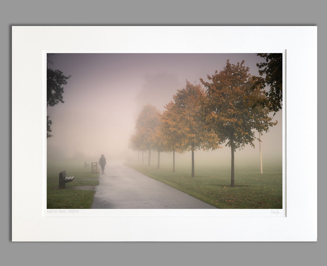 Foggy North Inch, Perth, Scotland - A2 (70x50cm Mount) Unframed ...