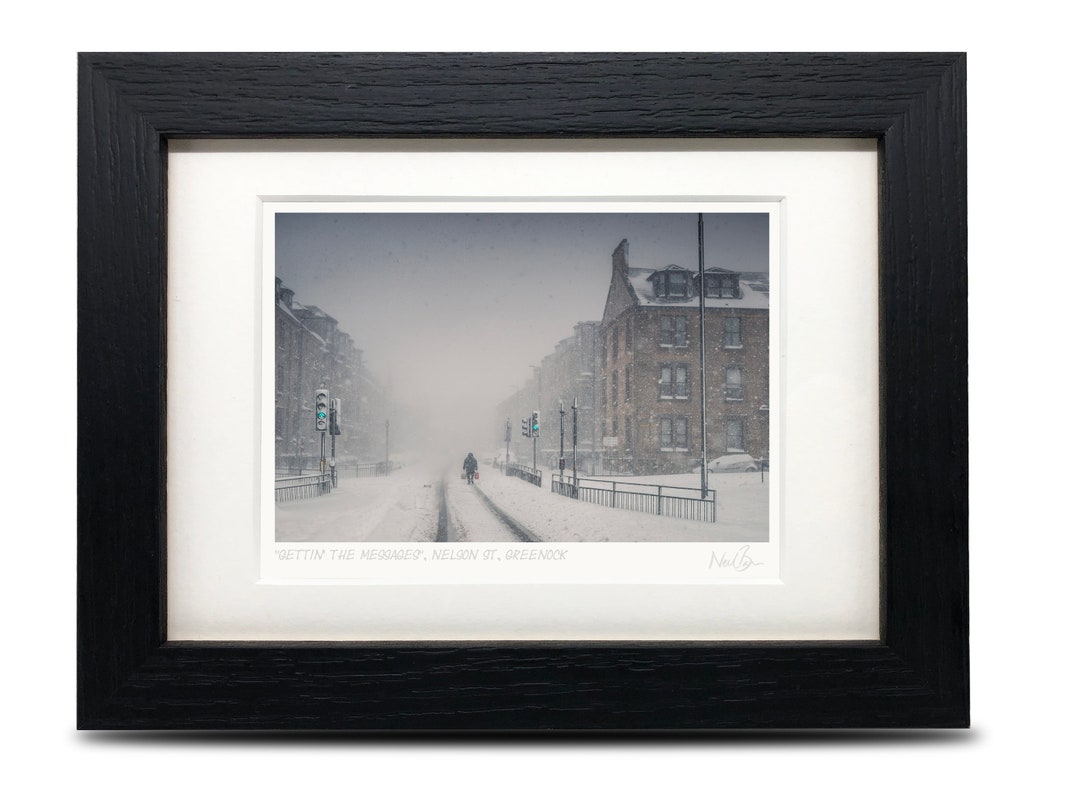 Tenement Snow Scene Greenock Scotland - A6 (7" X 5") Framed Scottish ...