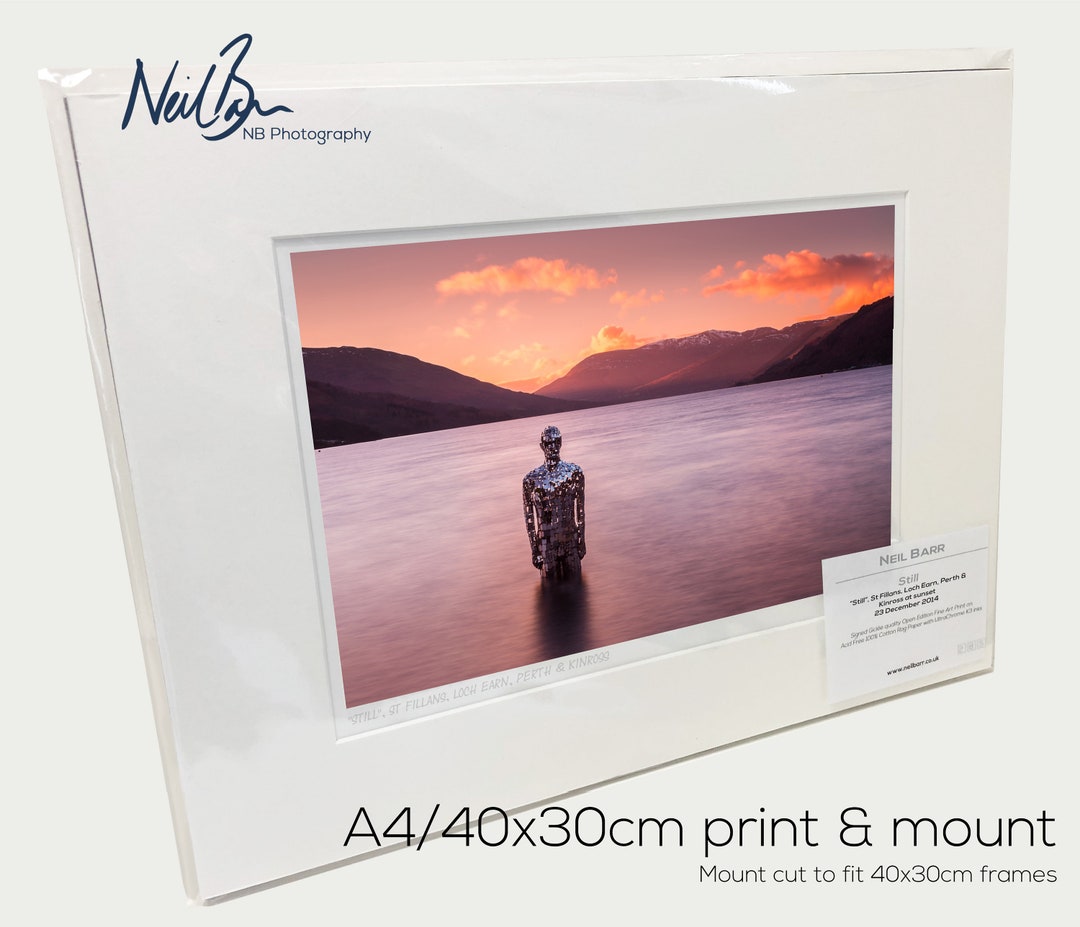 Still, Mirror Man Sculpture on Loch Earn, St Fillans, Scotland A4 ...