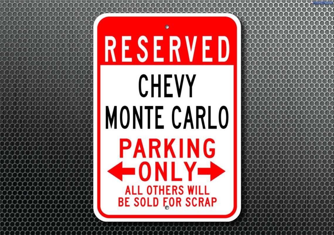Monte Carlo Parking Sign Monte Carlo Sign Chevy Monte Carlo - Etsy