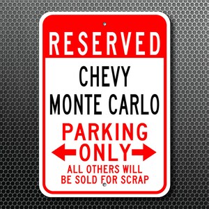 Monte Carlo Parking Sign, Monte Carlo Sign, Chevy Monte Carlo, Monte ...