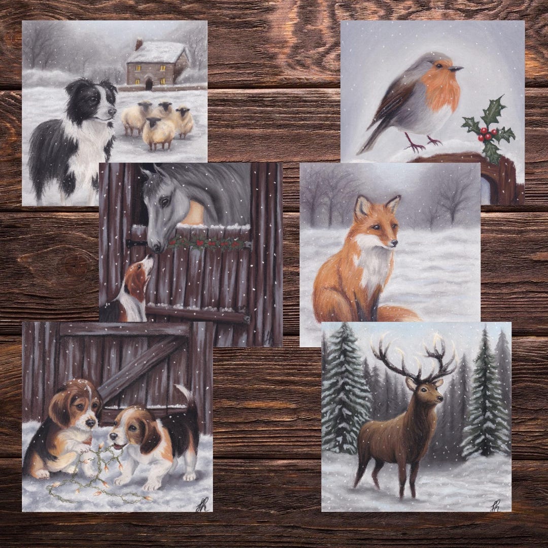 Set of 6 Countryside Christmas Cards | Wildlife & Working Dog ...