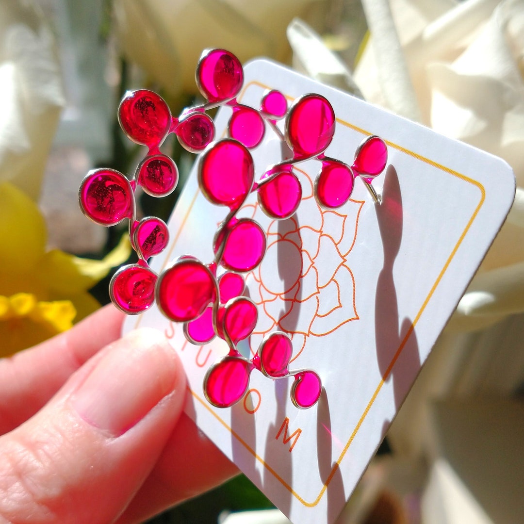 Stained Glass Hoop Earrings Pink Magenta Stain Glass Jewelry Colorful ...