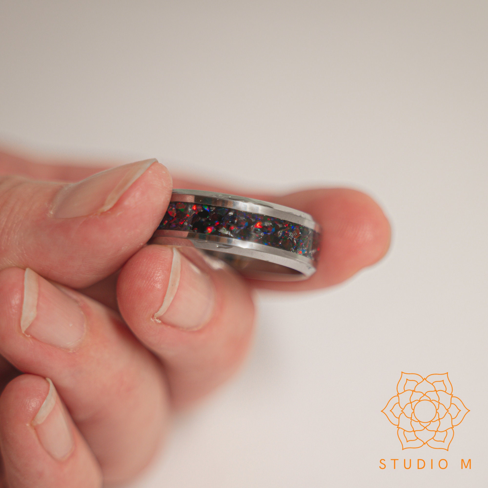 Dragon Fire Ring Black Opal Ring Opal Inlay Ring Ring - Etsy