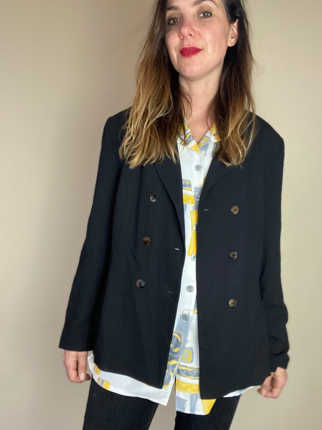 Vintage Blazer Black Foxy 42 / XL or Oversized - Etsy