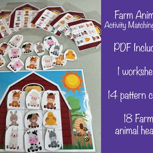 Farm Animal Activity Matching Game - Etsy