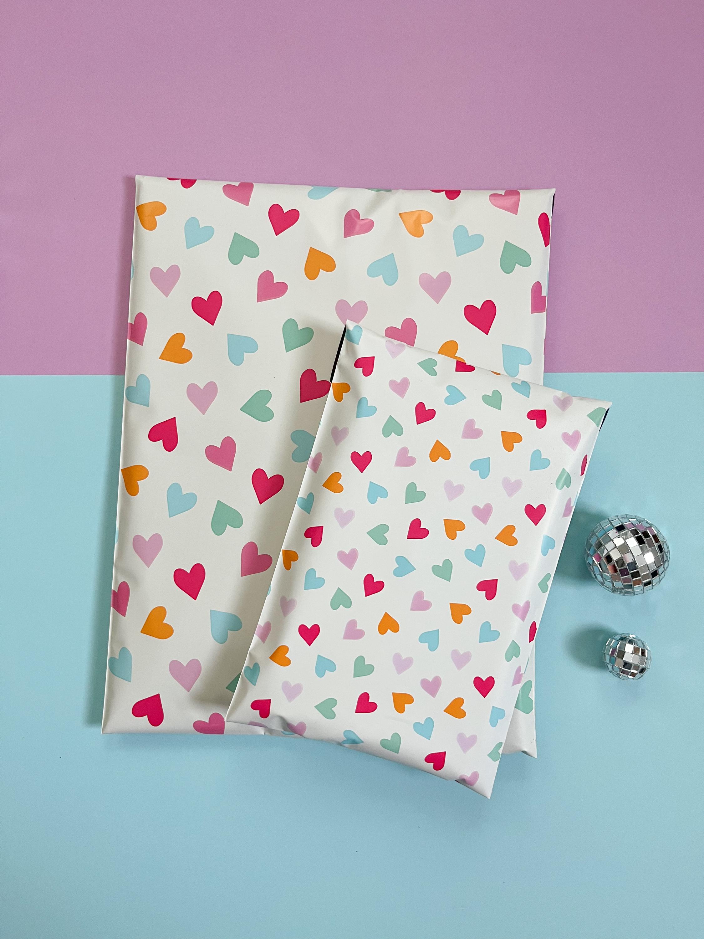 10x13" SCATTERED HEARTS Poly Mailer, Valentines Packaging, Boutique ...