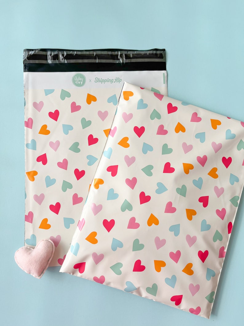 10x13" SCATTERED HEARTS Poly Mailer, Valentines Packaging, Boutique ...