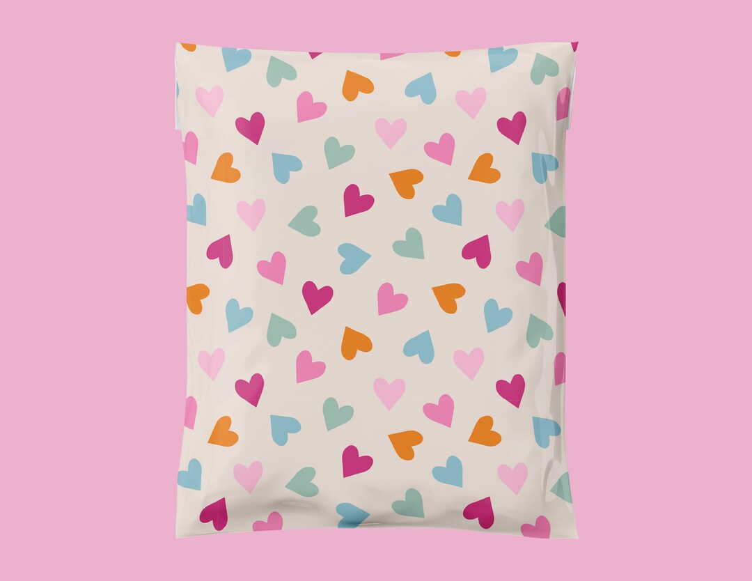10x13" SCATTERED HEARTS Poly Mailer, Valentines Packaging, Boutique ...