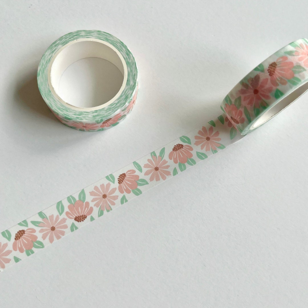 Spring Floral Washi Tape, Eco Friendly Paper Tape, Stationery, Pink ...