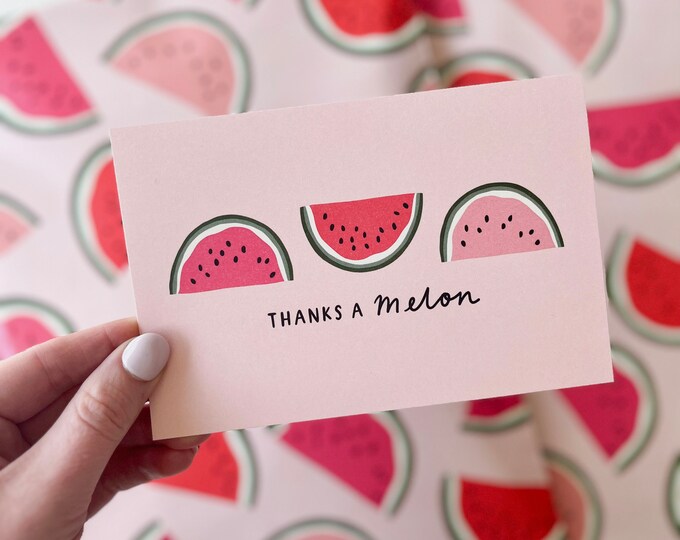 Watermelon Crush Thank You Cards, Cute Summer Notecards, Thanks a Melon ...