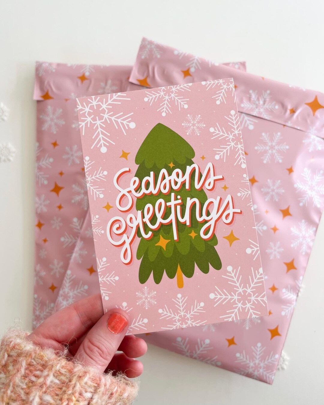 Seasons Greetings Cards Pink Christmas Holiday Cards Etsy Seasons Greetings Cards Pink Christmas Holiday Cards Etsy