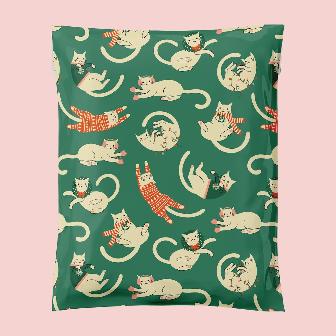 10x13" MEOWY & BRIGHT Poly Mailers, Holiday Packaging, Boutique Poly ...