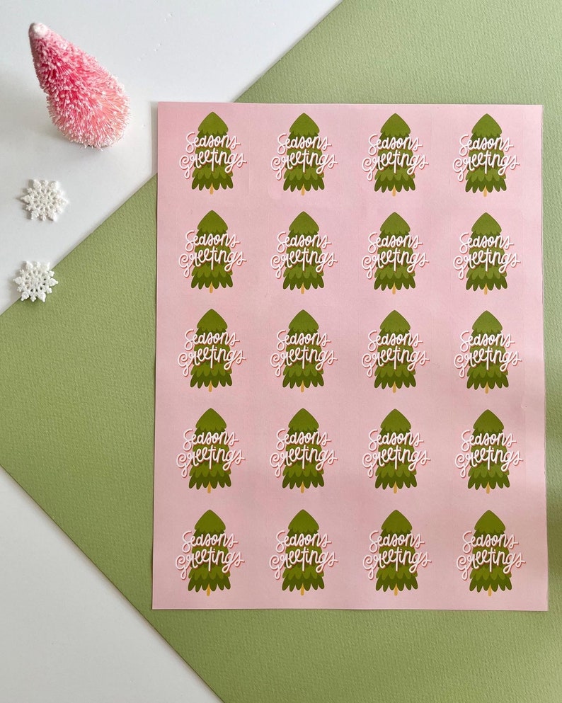 Seasons Greetings Packaging Sticker Sheet Holiday Stickers - Etsy
