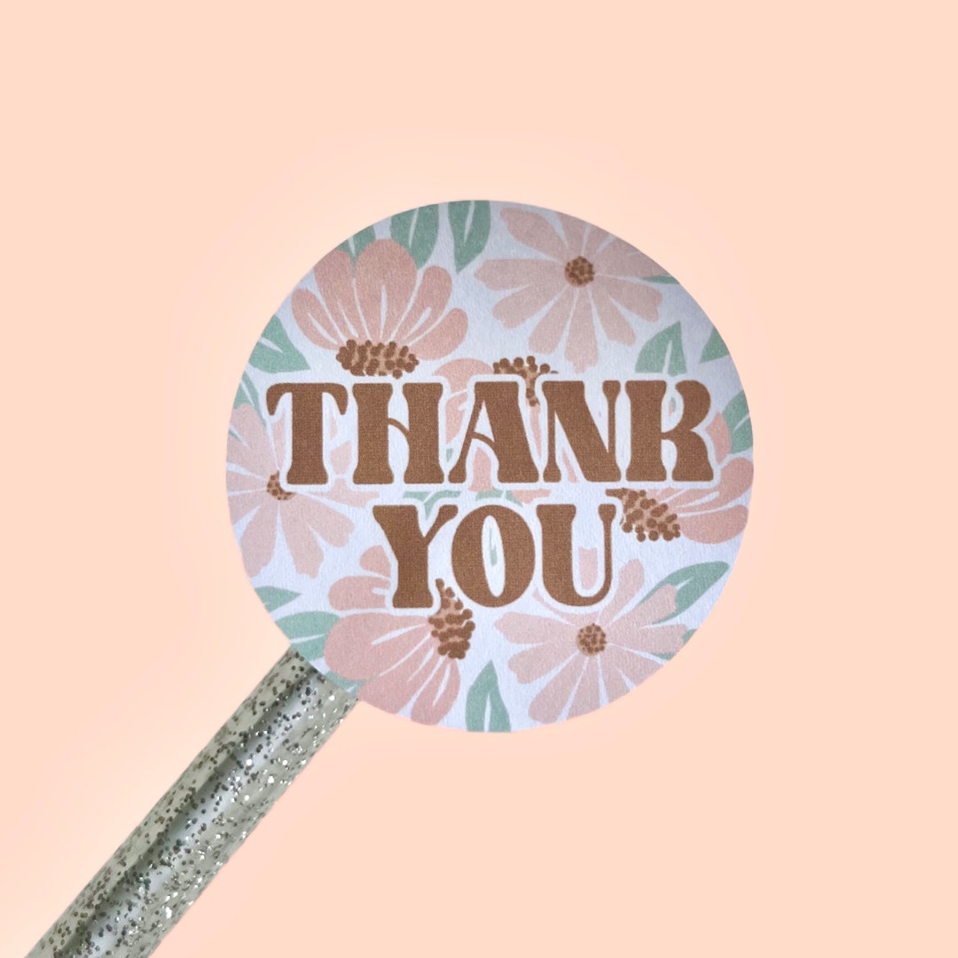 Thank You Sticker Sheet, Spring Floral Packaging Stickers, Circle ...