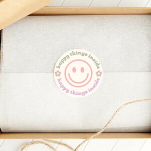 2" Smile Sticker Roll - 500 Round Happy Face Stickers - Happy Things ...