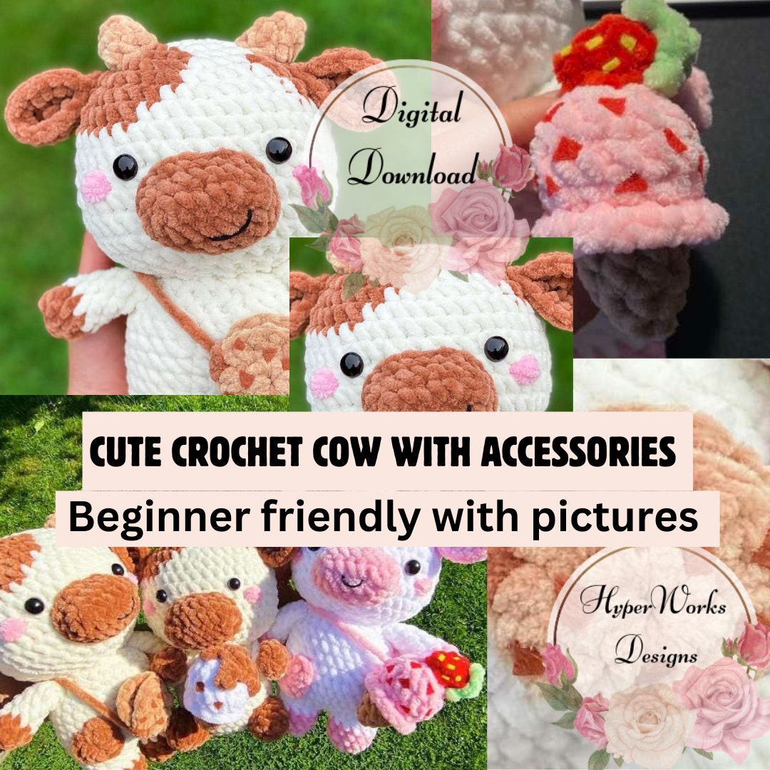 Cute Cow Crochet, Crochet Pattern, Amigurumi Pattern, DIGITAL DOWNLOAD ...