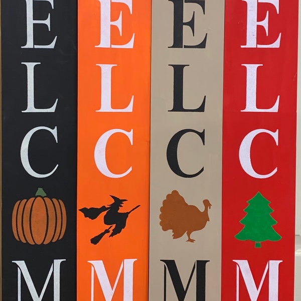 Wood Reversible Welcome Signs - Etsy