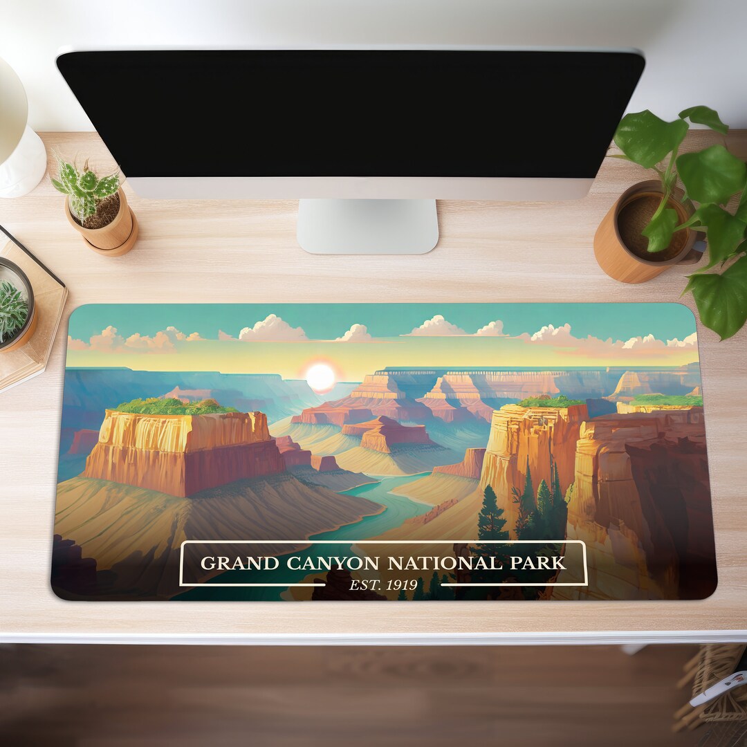 National Park Gaming Mousepad, Large Desk Mat, Kawaii Pink Flower Gamer ...